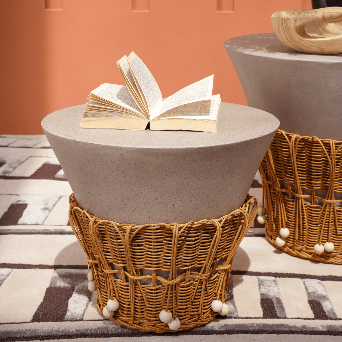 JUPITER SIDE TABLE/WOOD CULTURE/RATTAN/SIDE TABLE/TABLE/FIBER CEMENT ...