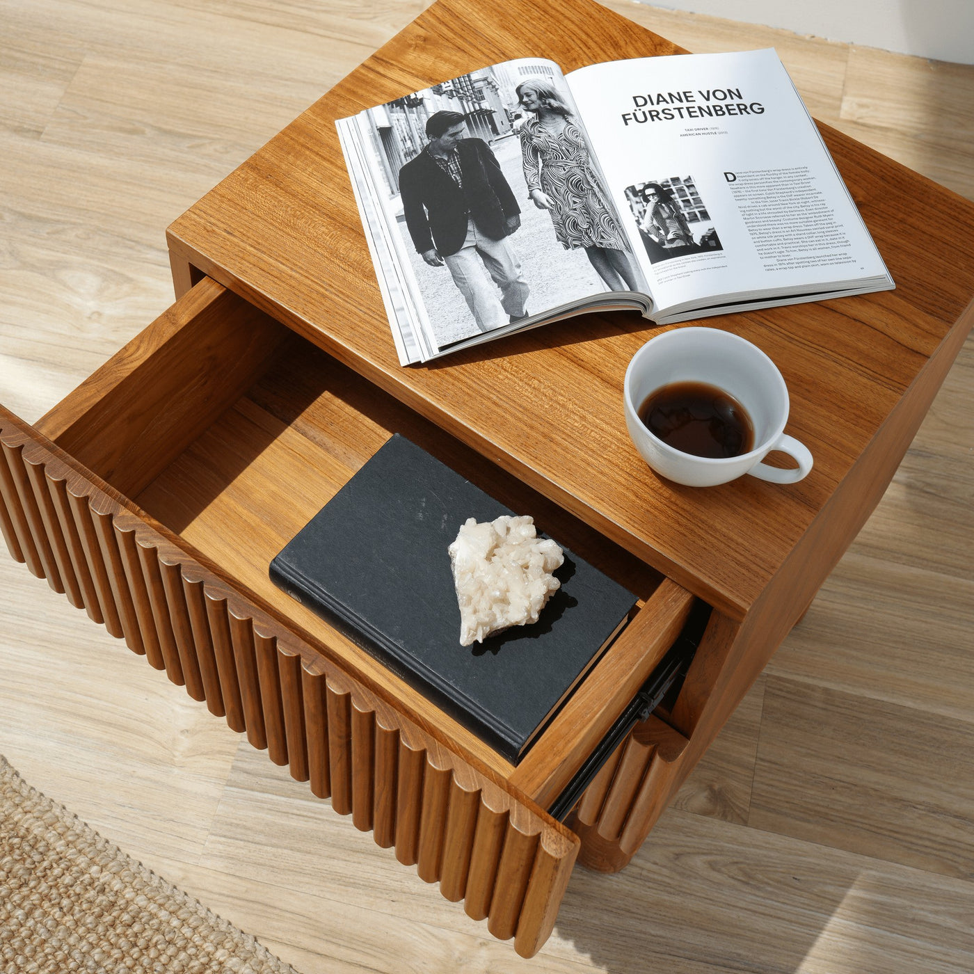 Suri Fluted Bedside Table/TEAK WOOD/WOOD CULTURE — Wood Culture
