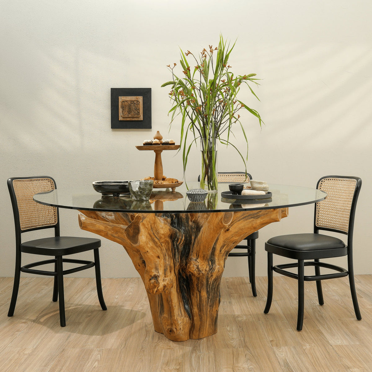 JAVA DINING TABLE/TEAK WOOD/WOOD CULTURE/ROUND GLASS TOP/TEAK ROOT/TEAK WOOD/DINING TABLE — Wood ...
